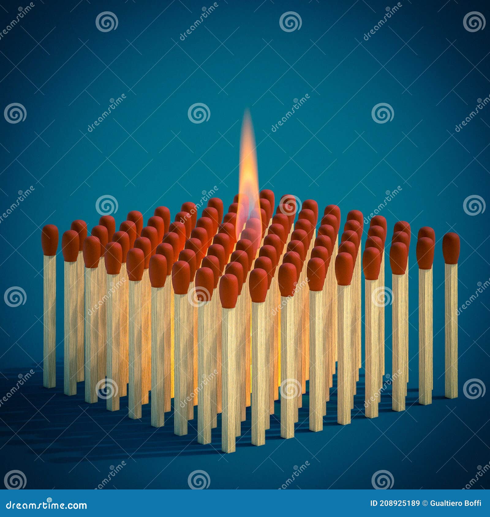 Lit Match in the Middle of a Group of Matches Stock Illustration ...
