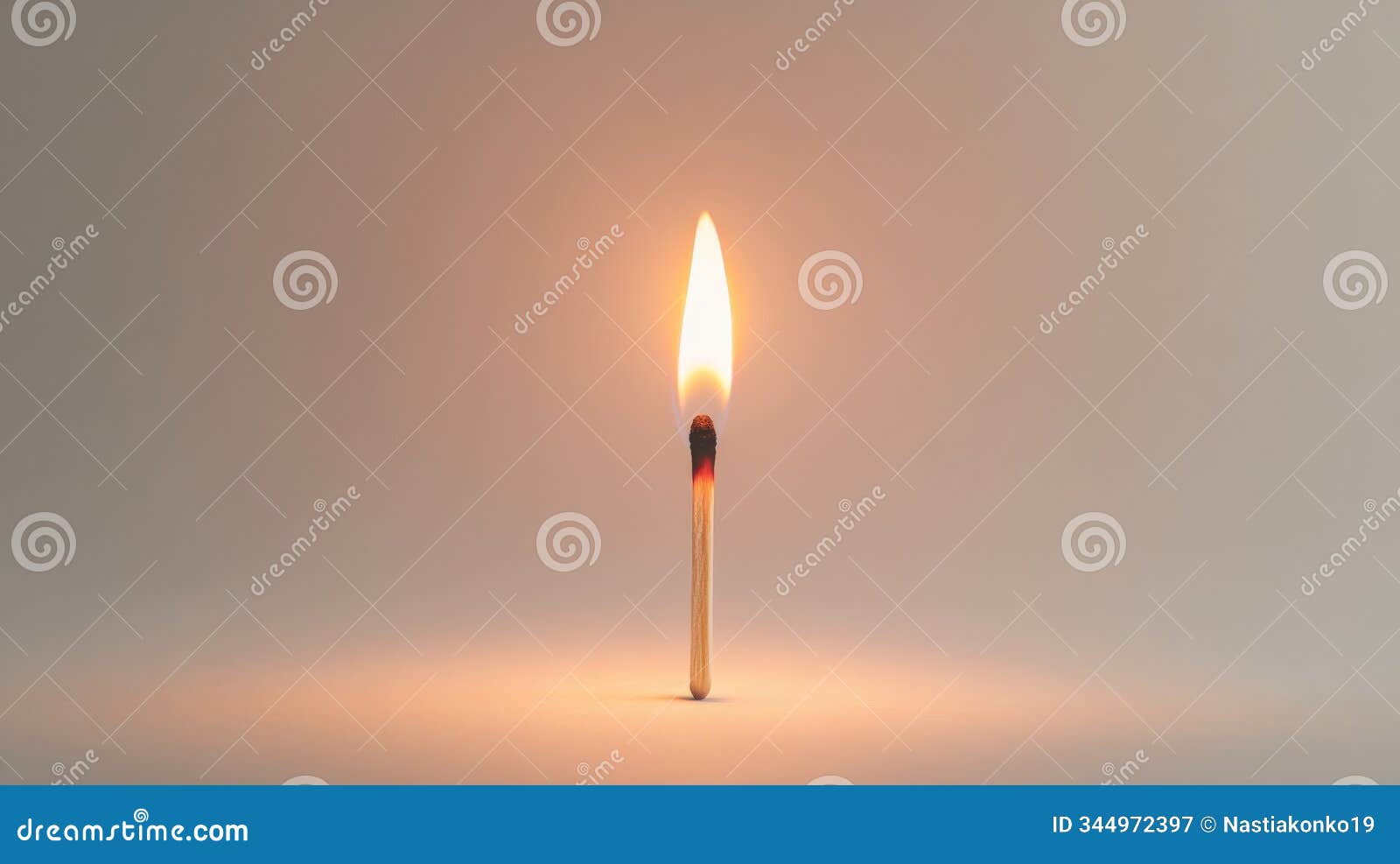 Lit Matchstick on Neutral Background, Minimalist Concept Stock Image ...