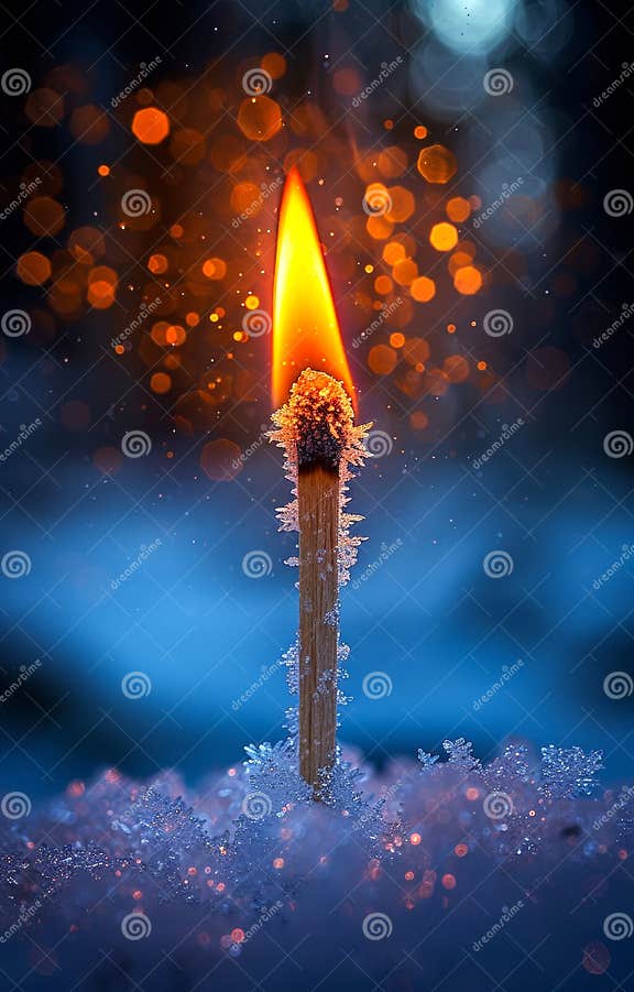 A Lit Matchstick is the only Source of Light in the Image Stock Photo ...