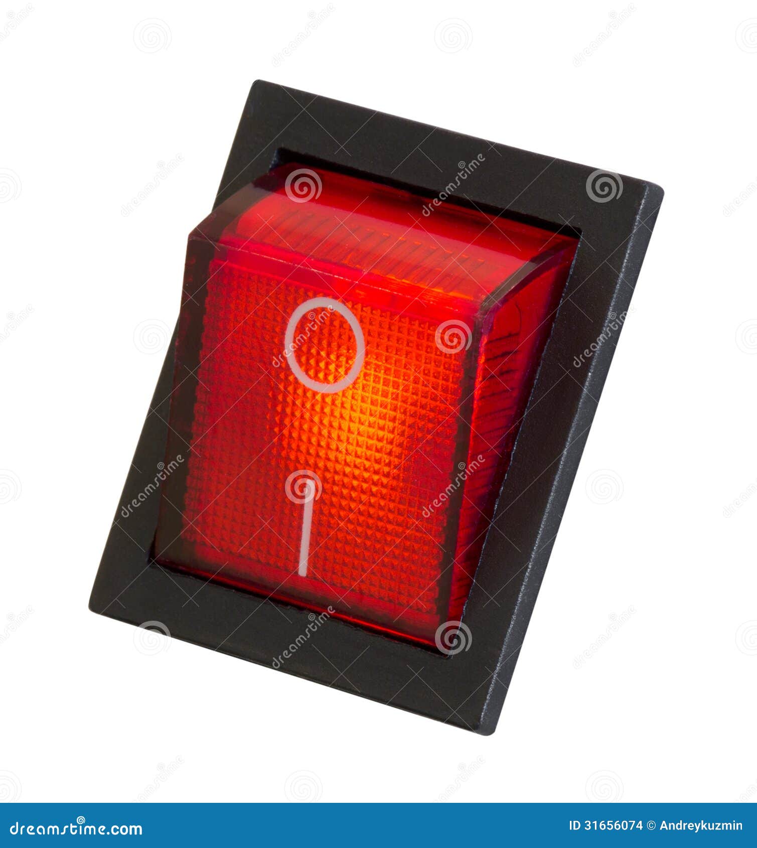 Lit Power Switch Turned on Isolated Stock Photo - Image of plastic ...