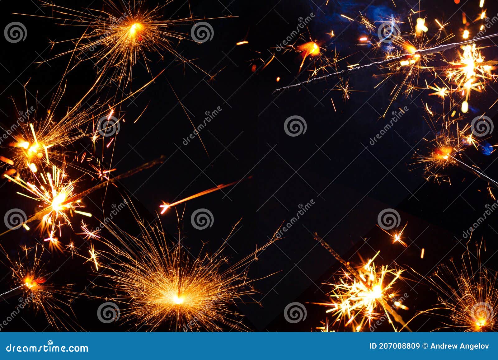 A Lit Sparkler Showing Bright Sparks Closeup View Stock Image - Image ...