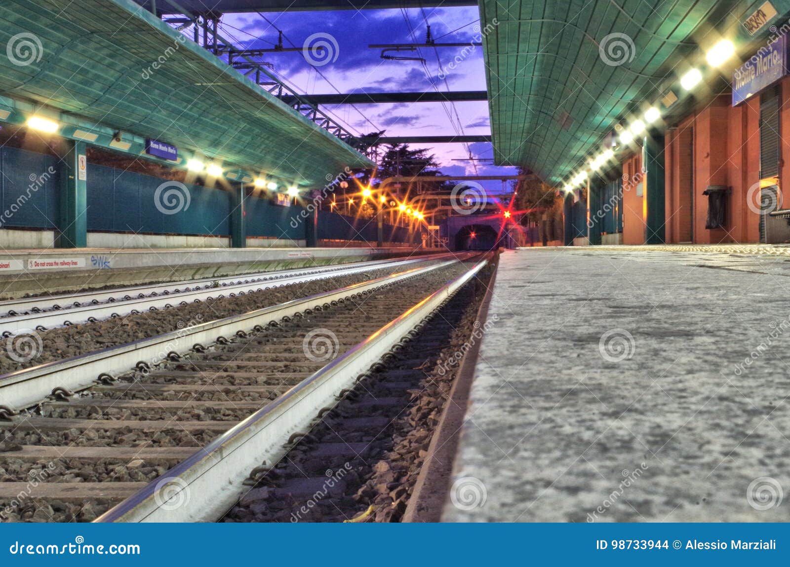 Lit train railway stock photo. Image of station, line - 98733944