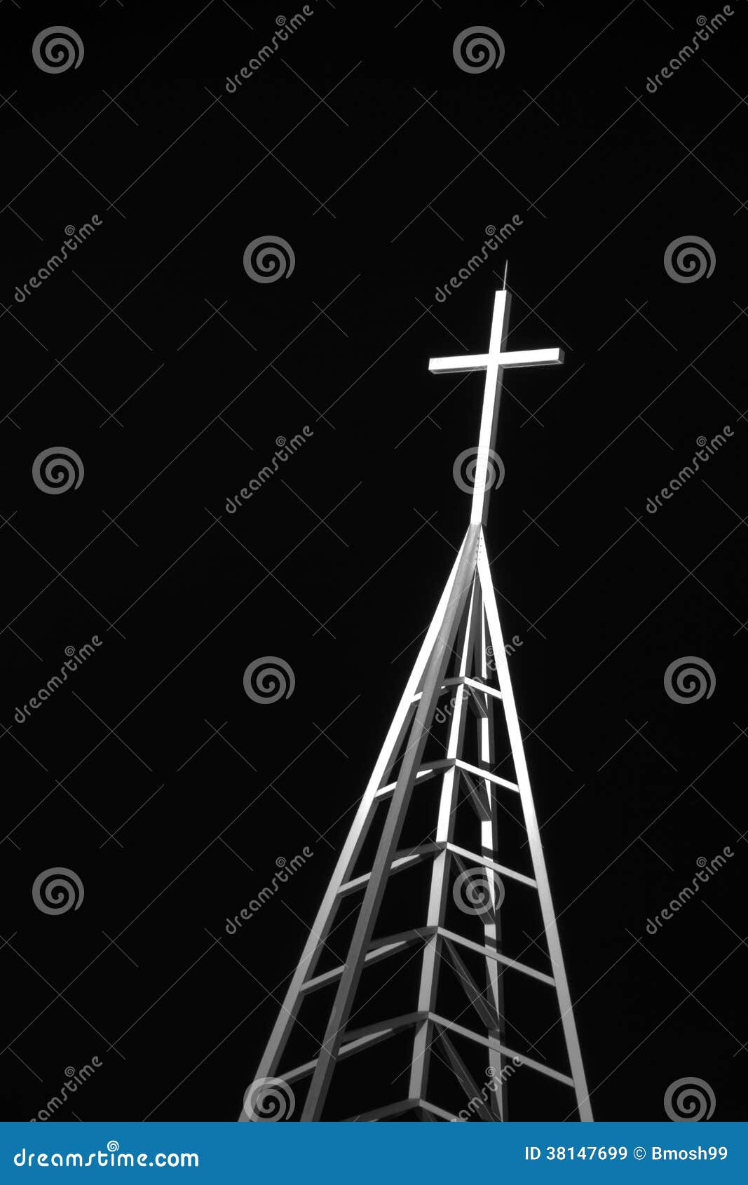 Lit up cross at night stock image. Image of christian - 38147699