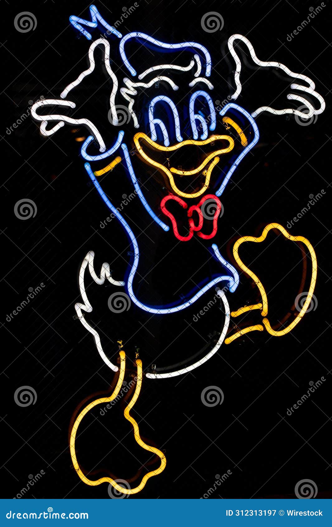 Lit-up Donald Duck Figure on a Dark Building Editorial Photography ...