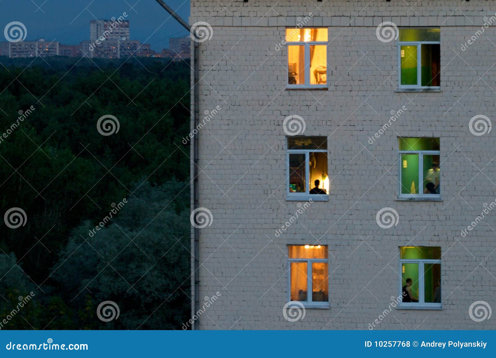 Lit windows at night stock photo. Image of yellow, apartment - 10257768