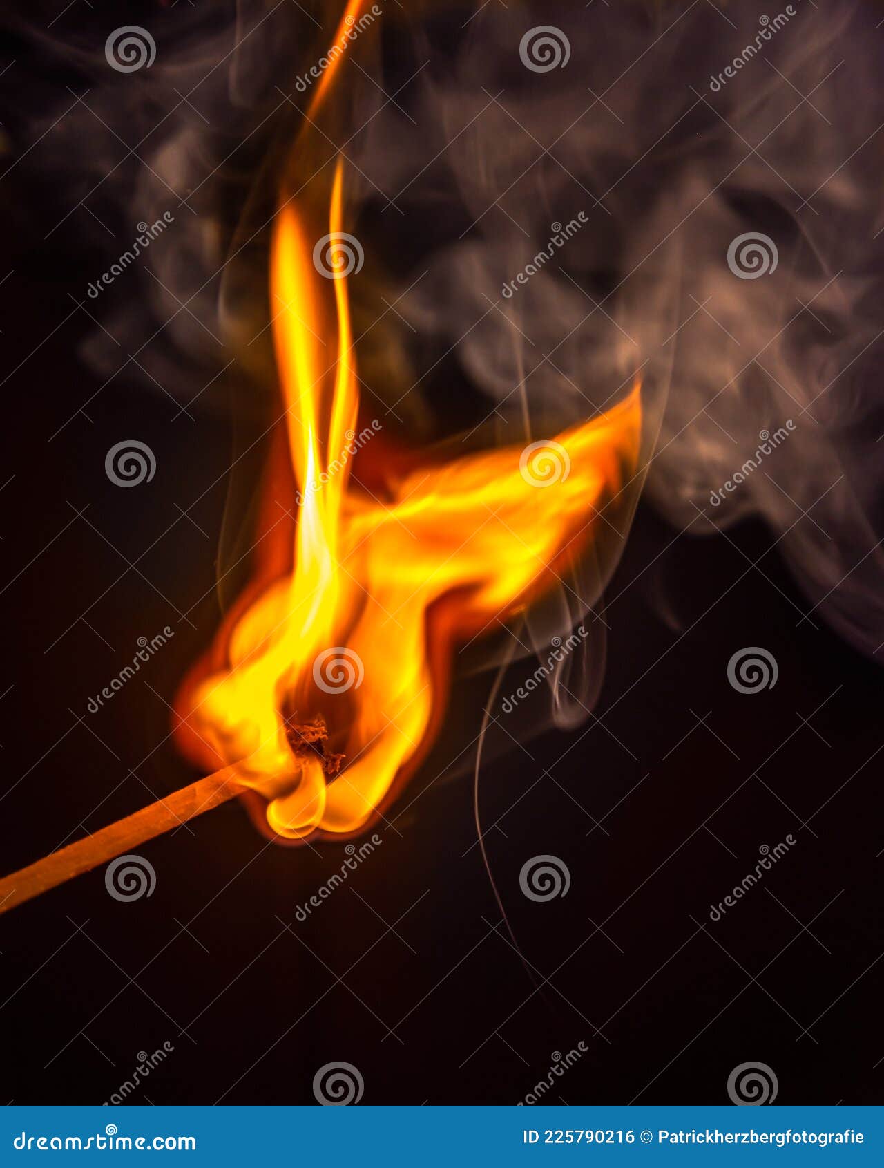 Lit Wooden Match on Black Background Stock Photo - Image of burn ...