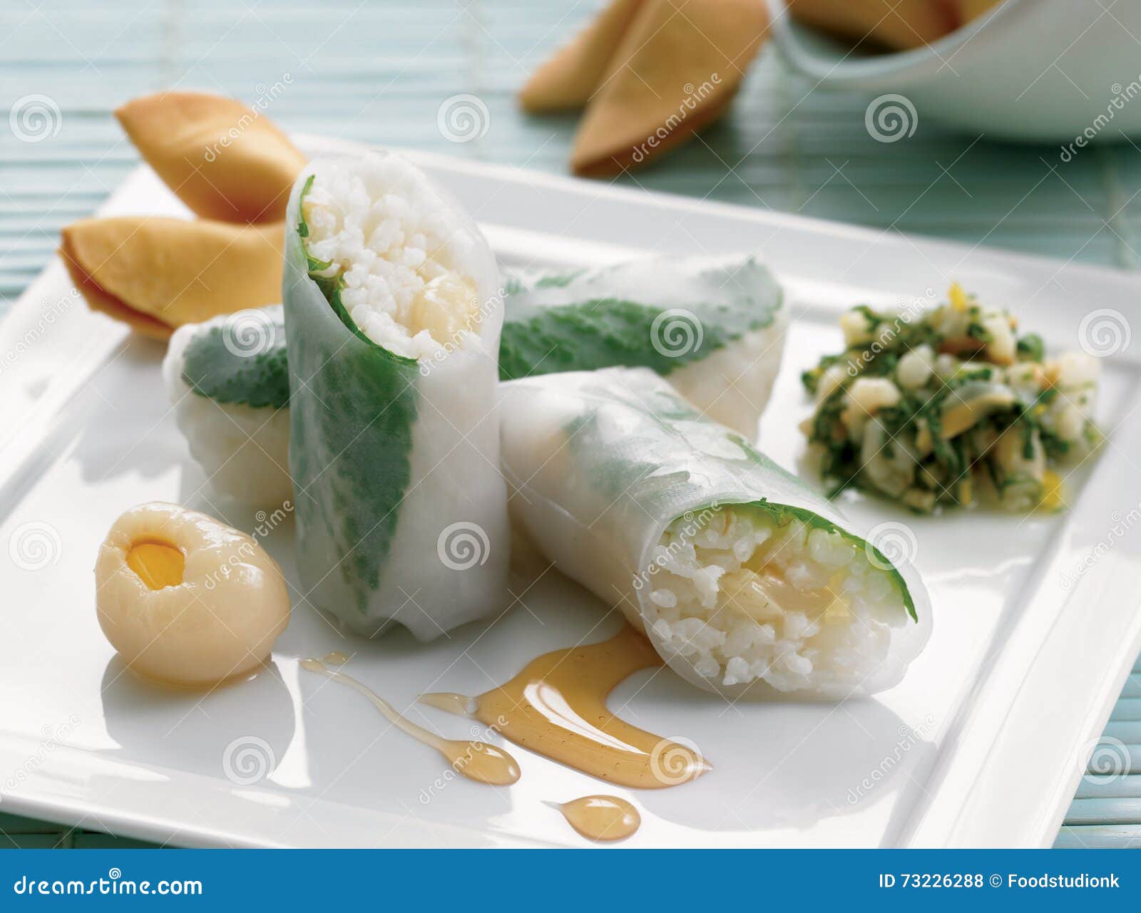 Litchi mint spring rolls stock photo. Image of spring - 73226288