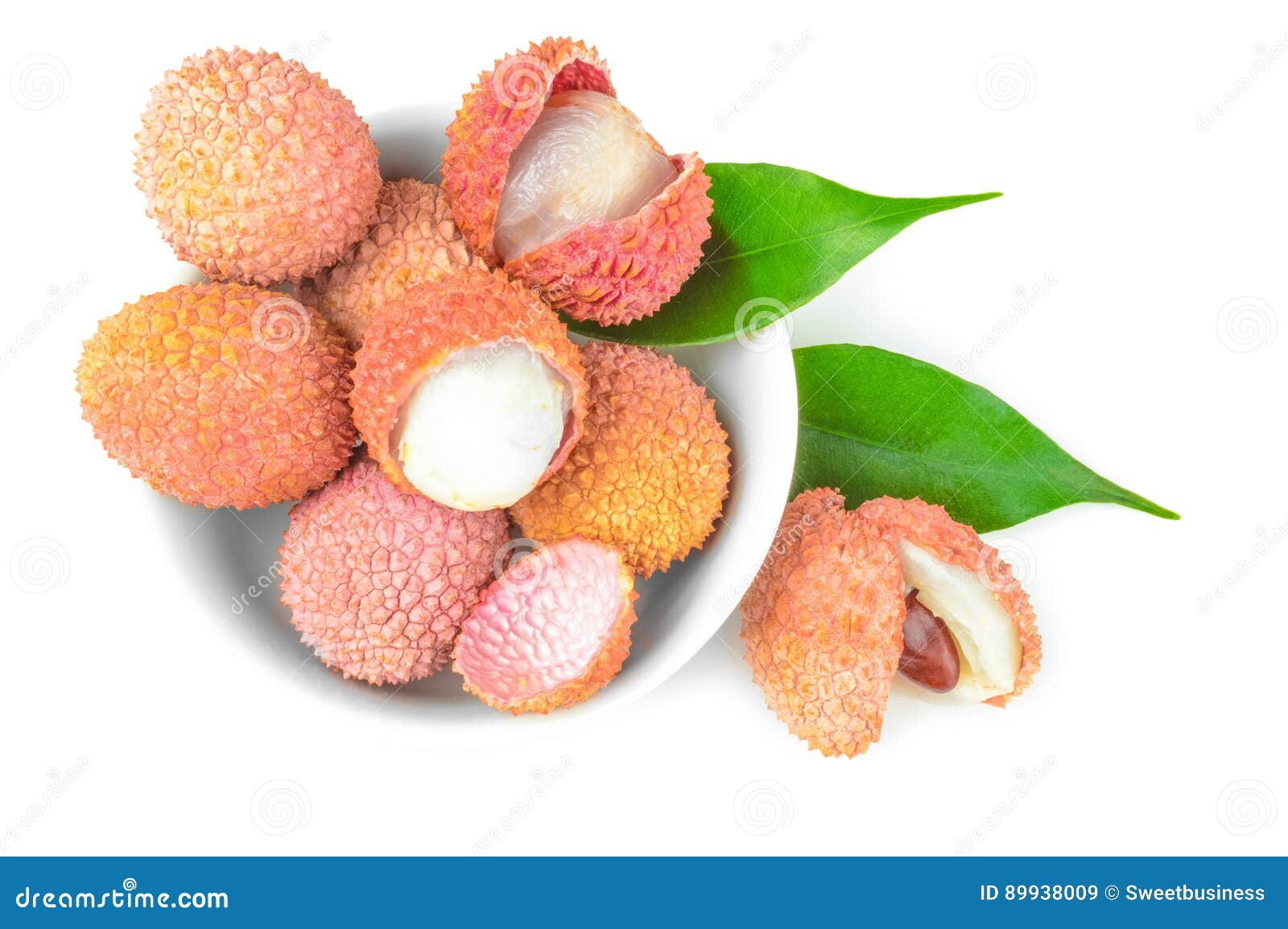 Litchi on a White Background Cutout Stock Image - Image of litchi ...
