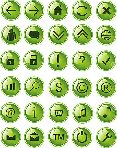 Lite Green Web Icons, Buttons Stock Vector - Illustration of file ...
