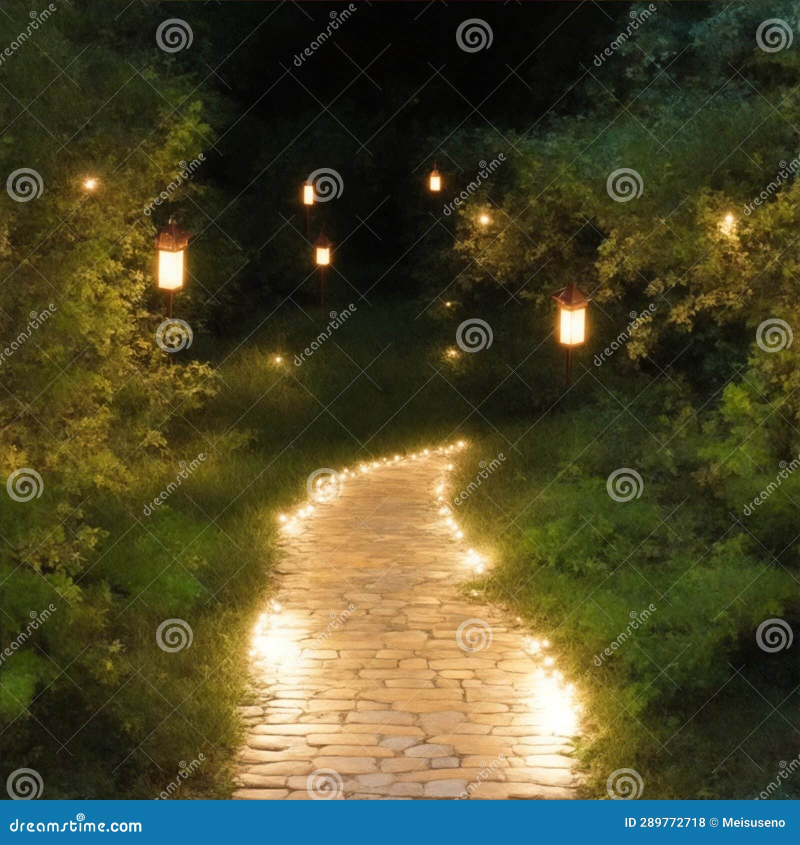 Lite Pathway with Lights Illustration Stock Illustration - Illustration ...