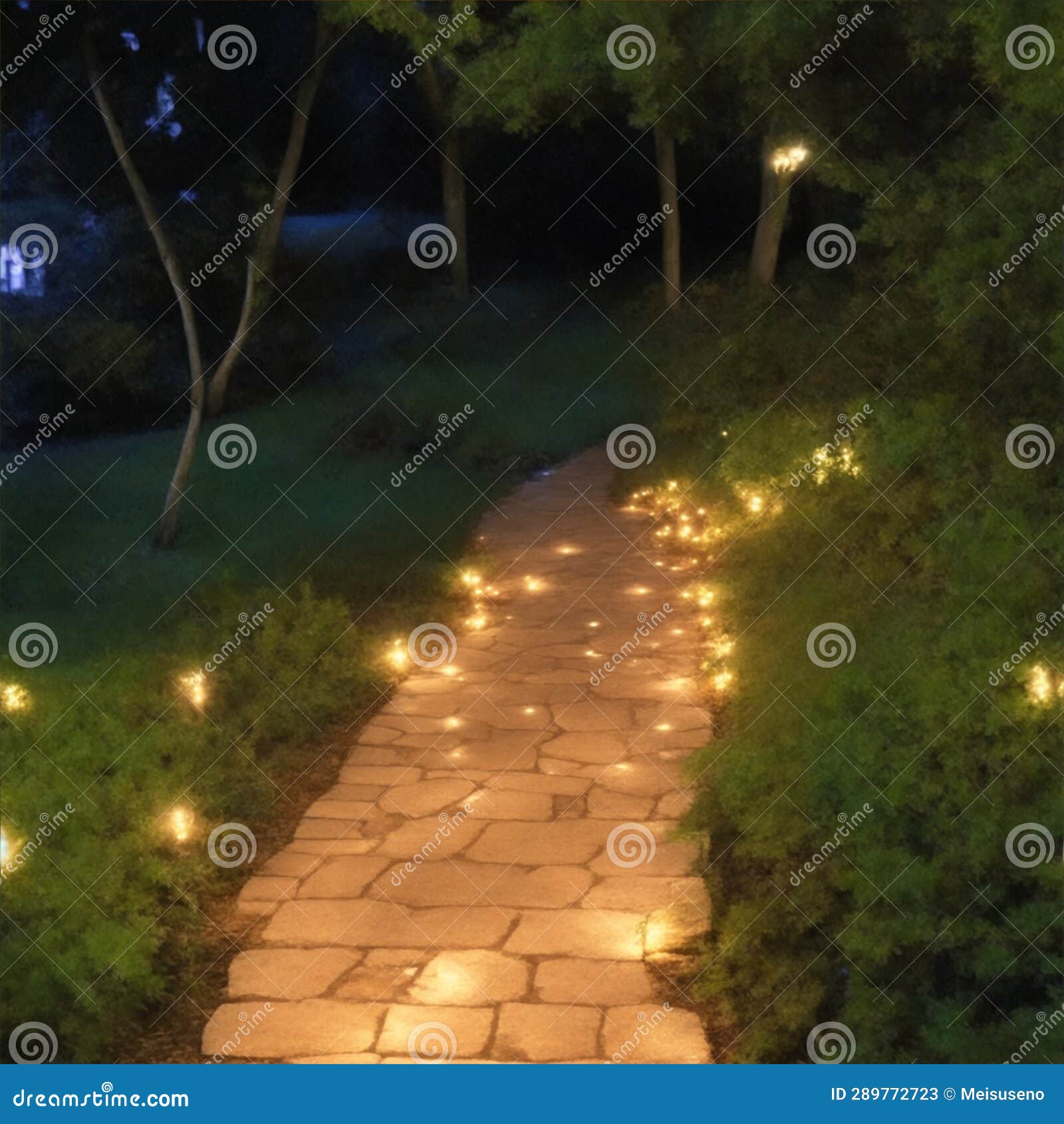 Lite Pathway with Lights Illustration Stock Illustration - Illustration ...