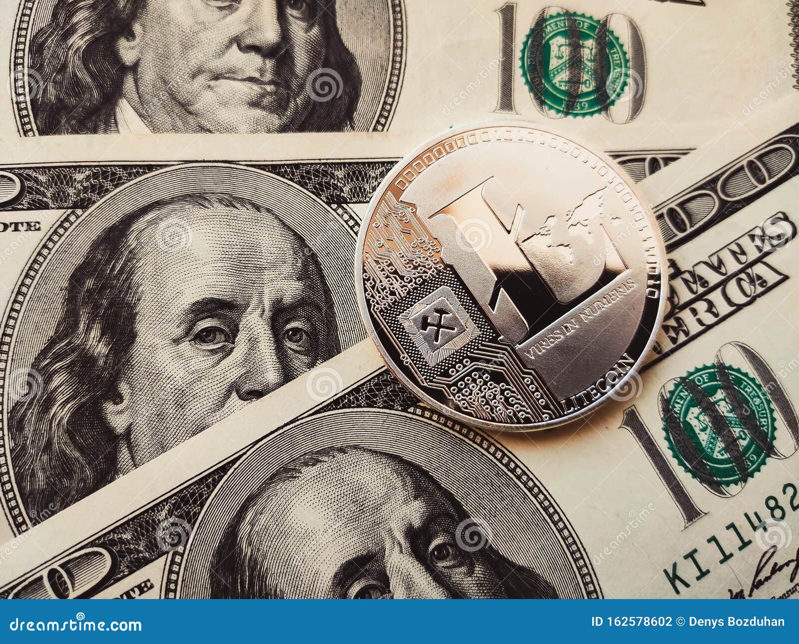 Litecoin LTC Physical Coin in US Dollars. Stock Photo - Image of ...