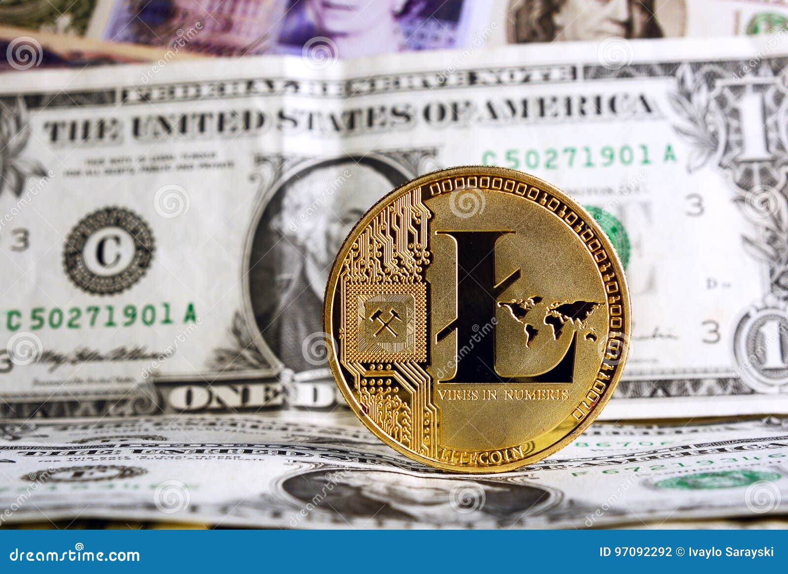 Litecoin one dollar stock photo. Image of bank, cash - 97092292