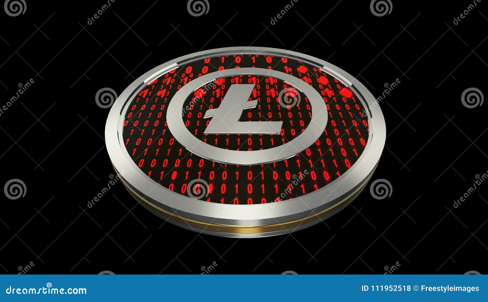 Litecoin Symbol, Close Up View of Silver Cryptocurrency Coin with ...