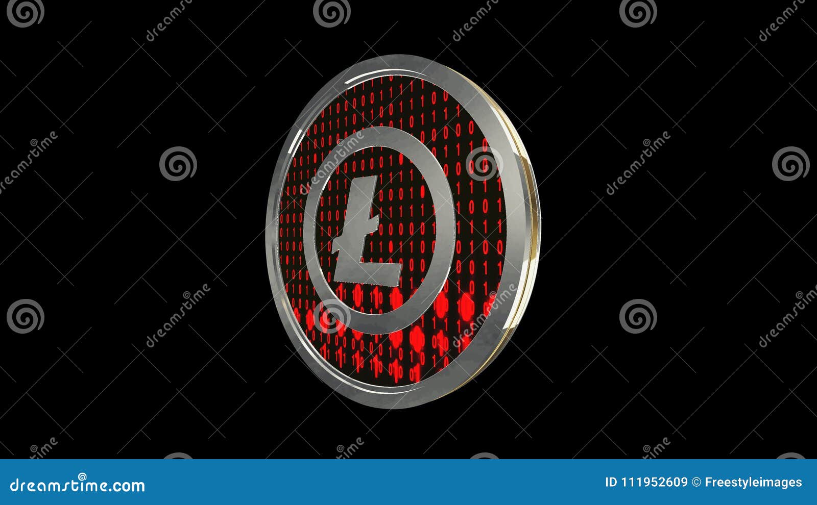 Litecoin Symbol, Close Up View of Silver Cryptocurrency Coin with ...