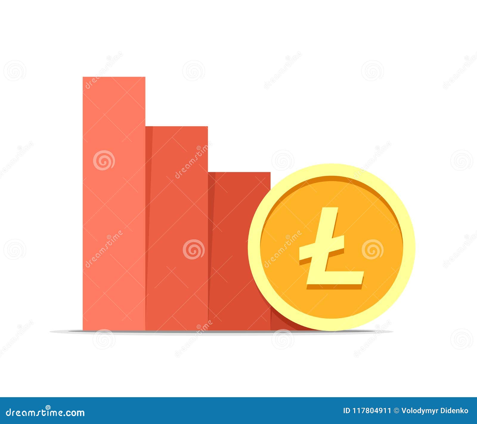Litecoin Value Drop Concept Illustration Isolated on White Background ...