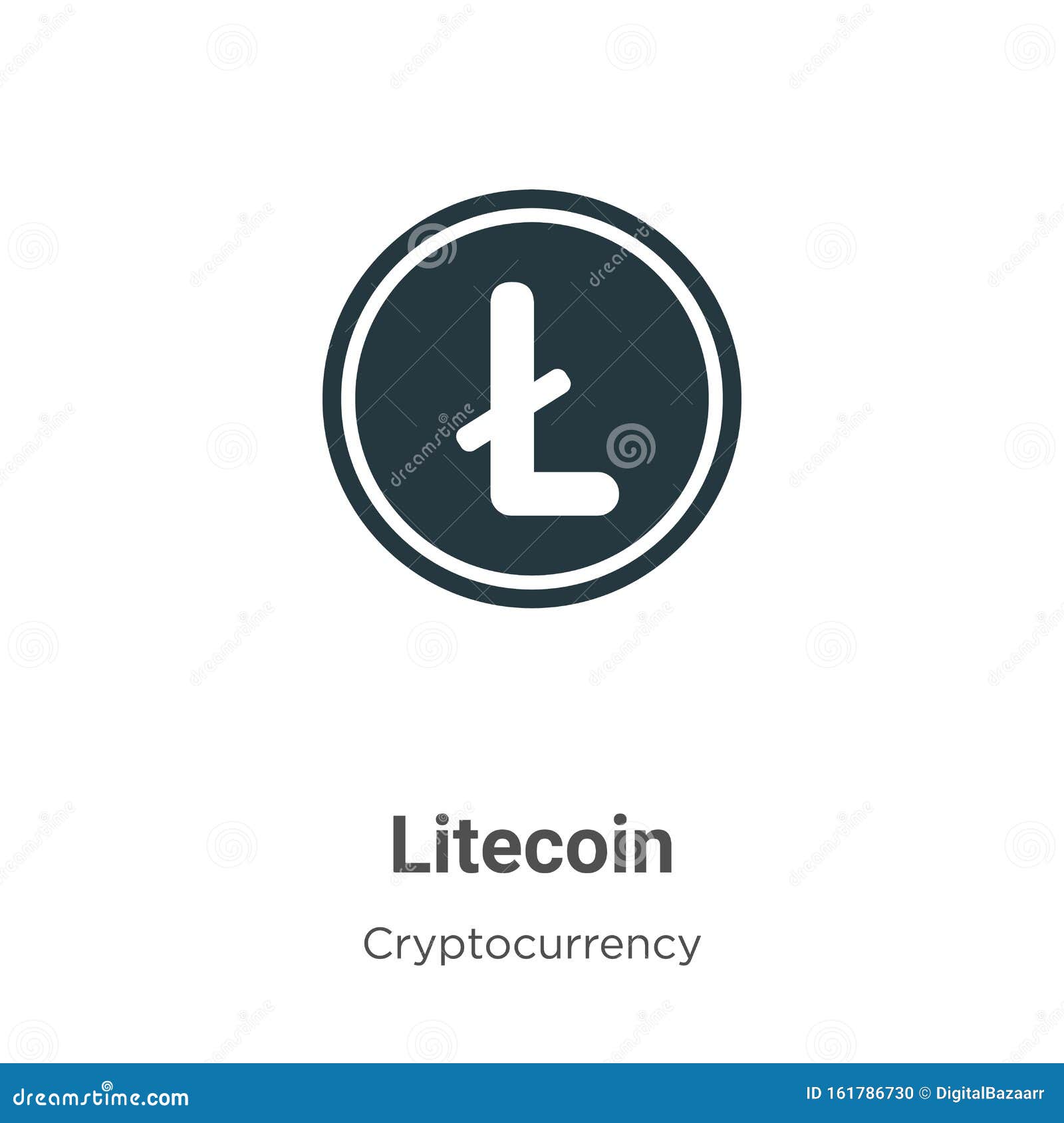 Litecoin Vector Icon on White Background. Flat Vector Litecoin Icon ...