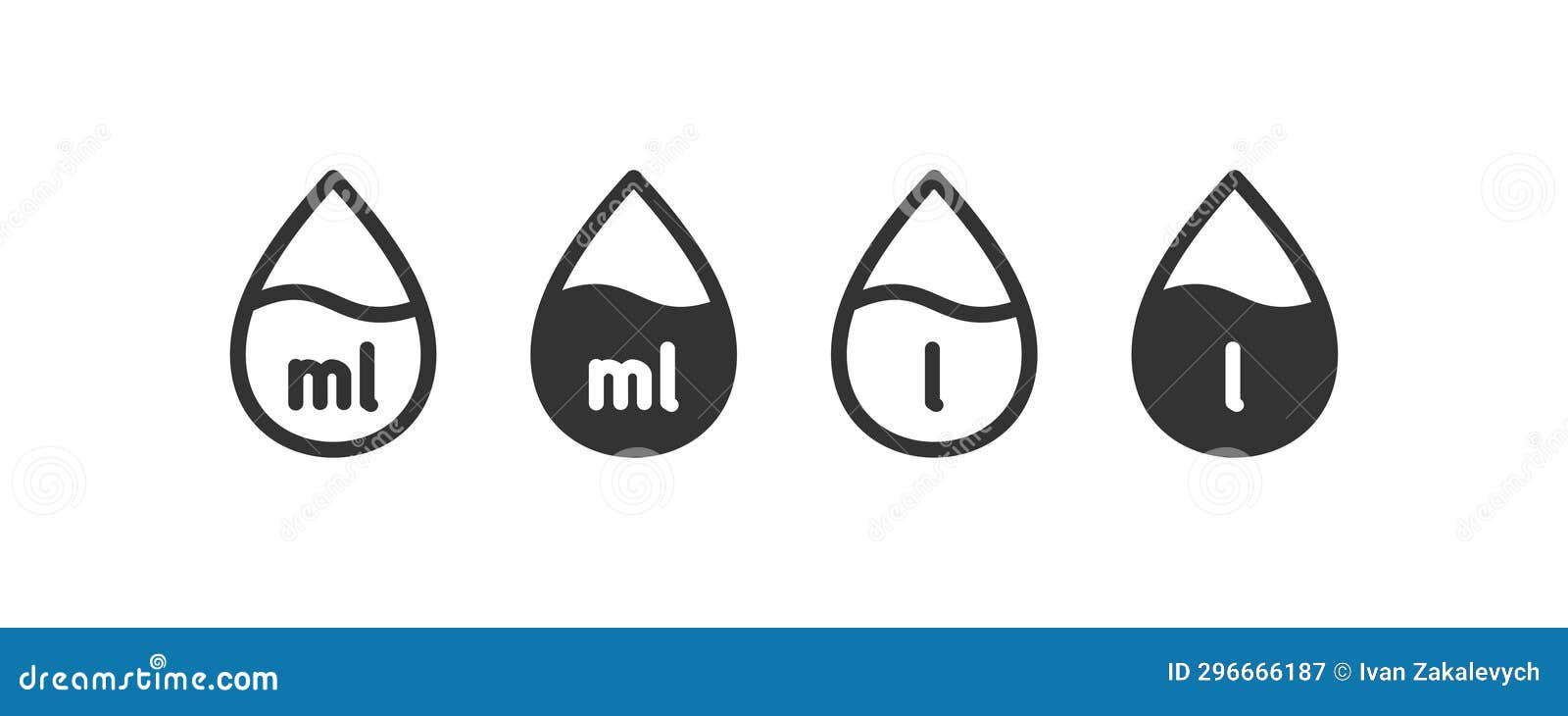 1 Liter Icon. Fluid Volume In Liters Sign. Liquid Drop Symbol. Flat ...