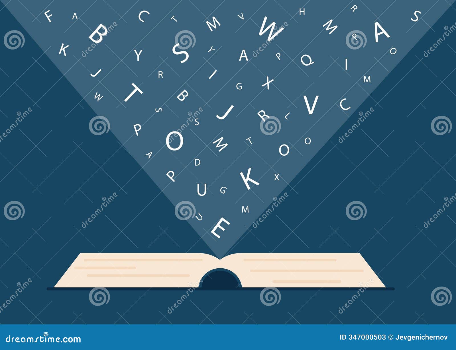 Open Book with Letters Flat Style Stock Vector - Illustration of ...