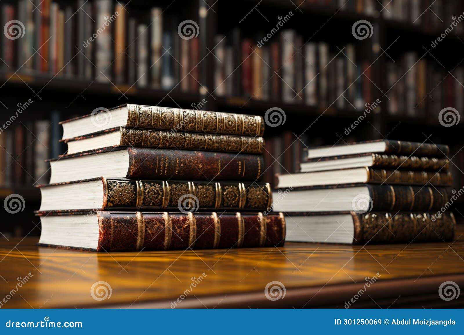 Literary Pillars a Stack of Books Stands in the Library Stock ...