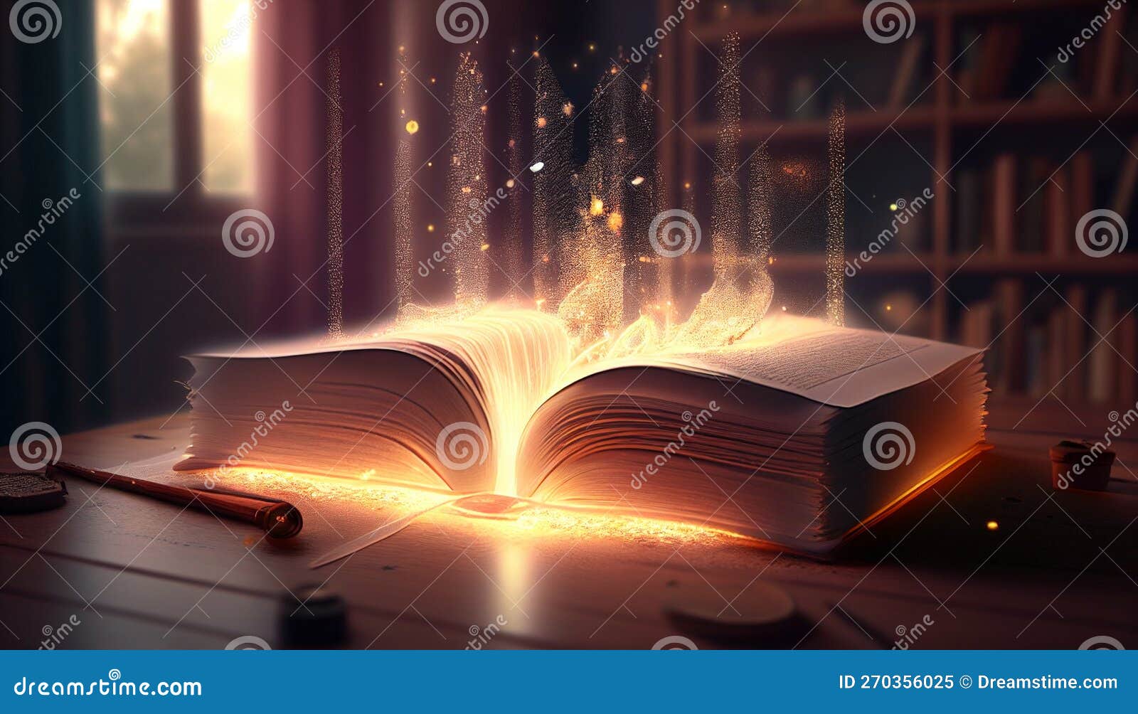 Literary World: Magic Book on the Table, the Magic of Words Stock ...