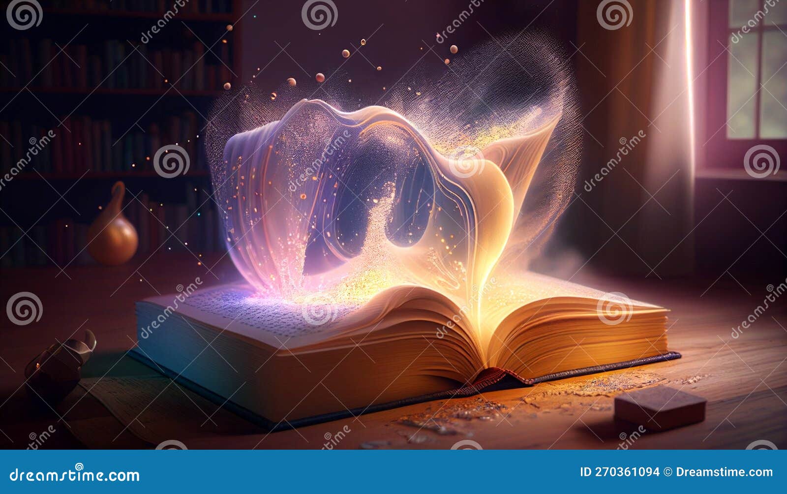 Literary World: Magic Book on the Table, the Magic of Words Stock ...