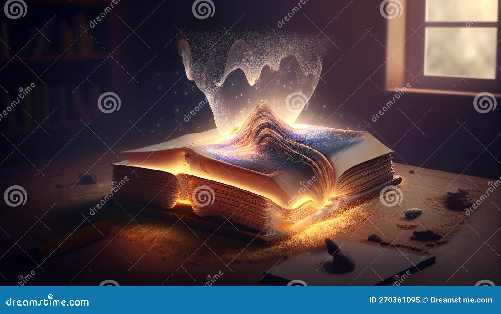 Literary World: Magic Book on the Table, the Magic of Words Stock ...