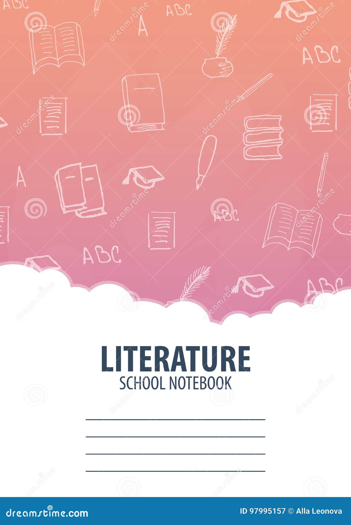 Literature School Notebook Template. Back To School Background ...