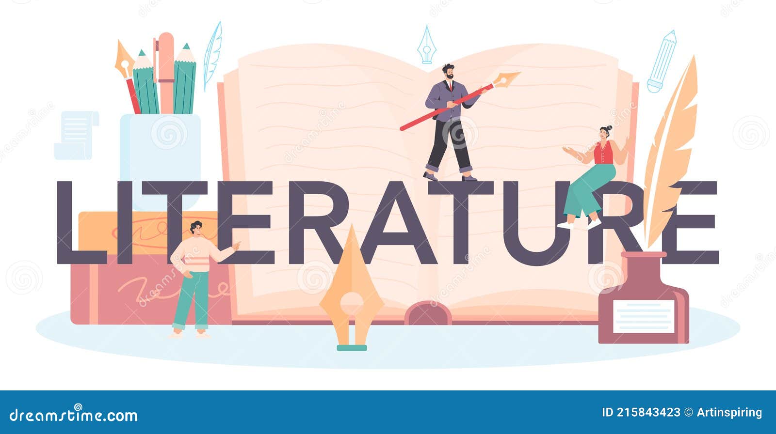 Literature Typographic Header. Author Writing Script of a Novel Stock ...