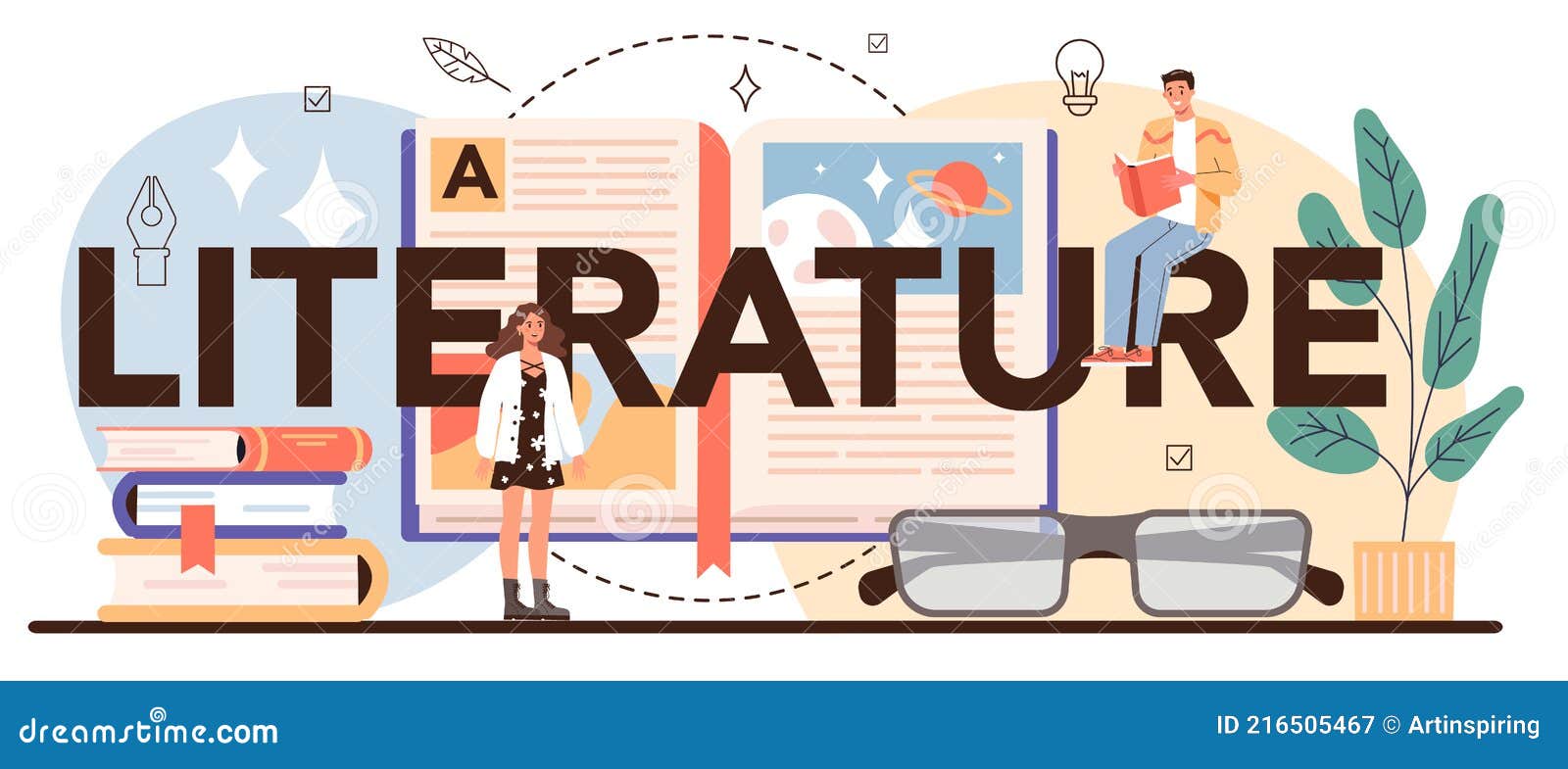 Literature Typographic Header. Author Writing Script of a Novel Stock ...