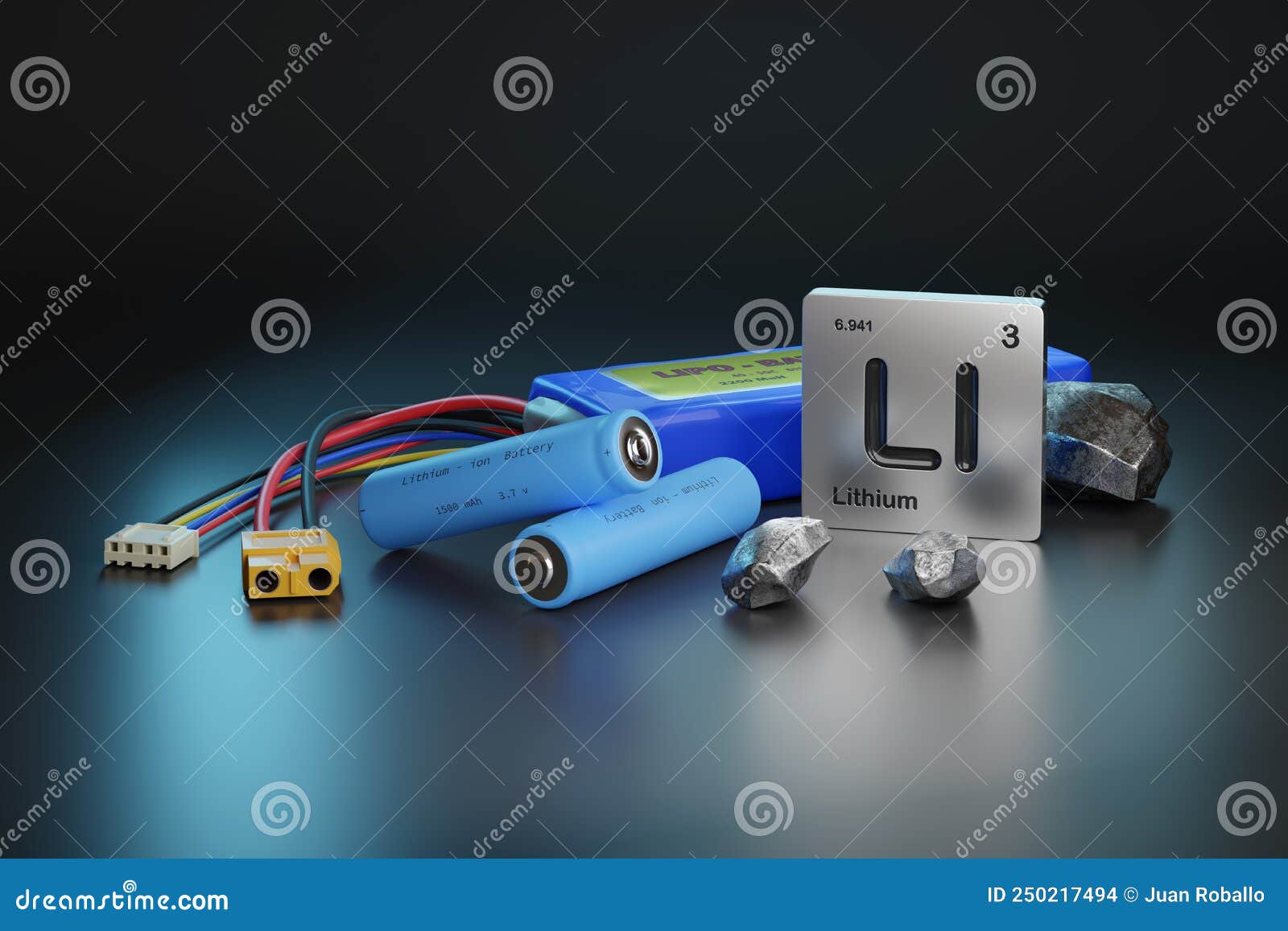 Lithium Batteries , Metallic Lithium and Element Symbol on Dark ...
