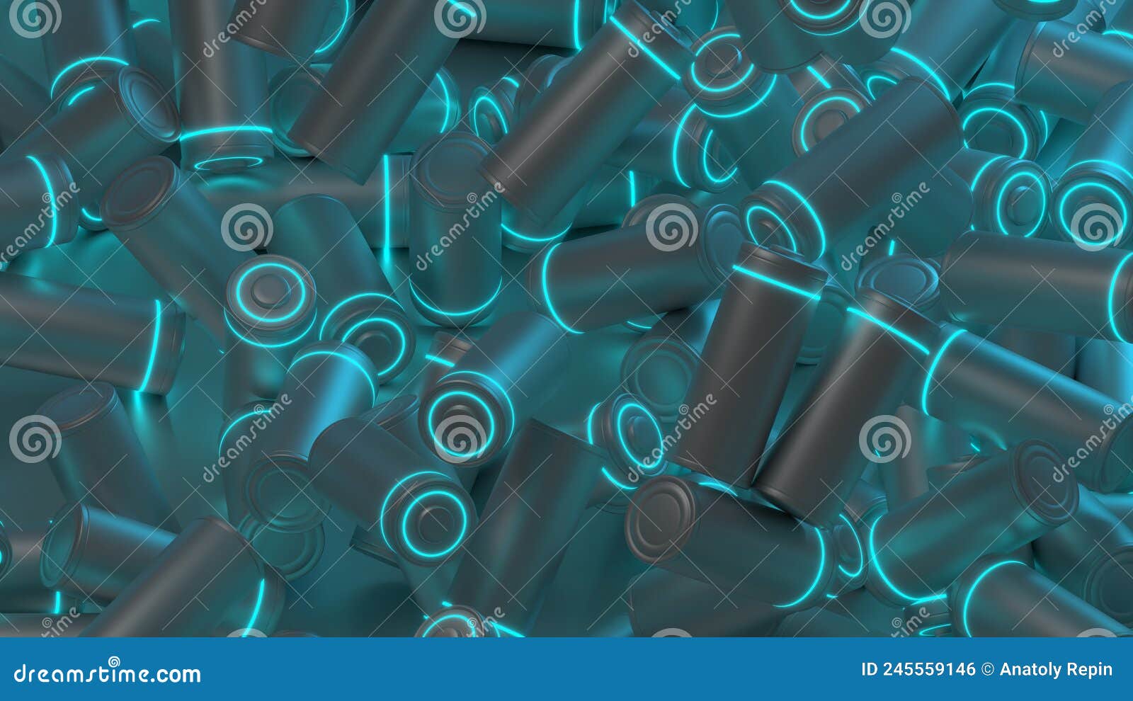 Heap Of Rechargeable Batteries In Green Bucket With Recycle Sign ...