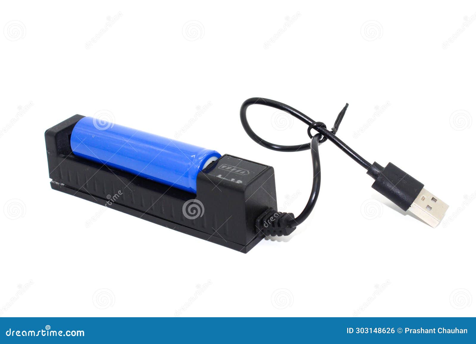Lithium Battery USB Charger Isolated on White Background Stock Photo ...