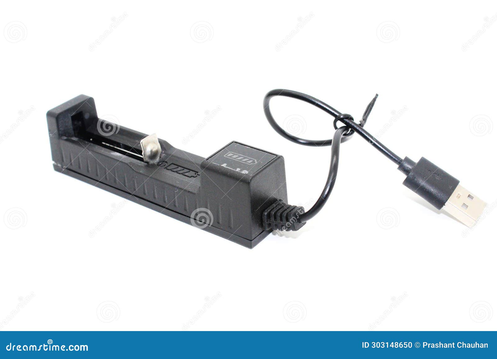 Lithium Battery USB Charger Isolated on White Background Stock Photo ...