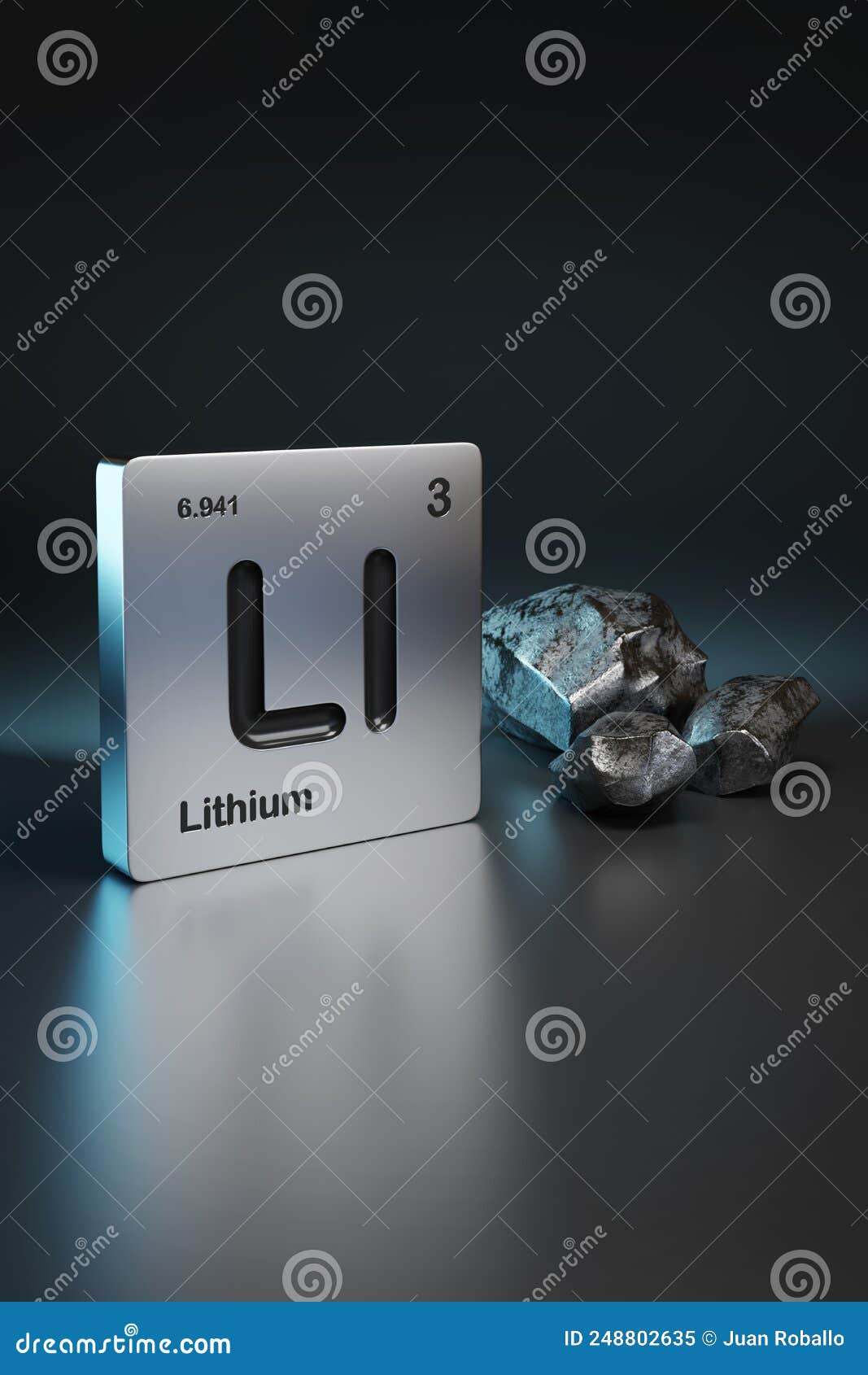 Lithium Element Symbol from the Periodic Table Near Metallic Lithium ...