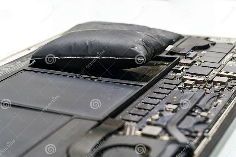 Lithium-ion Battery on Laptop. Stock Image - Image of damage, damaged ...