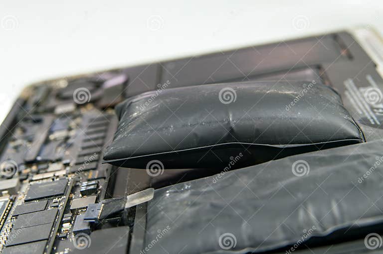 Lithium-ion Battery Which Has Expanded Stock Image - Image of ...