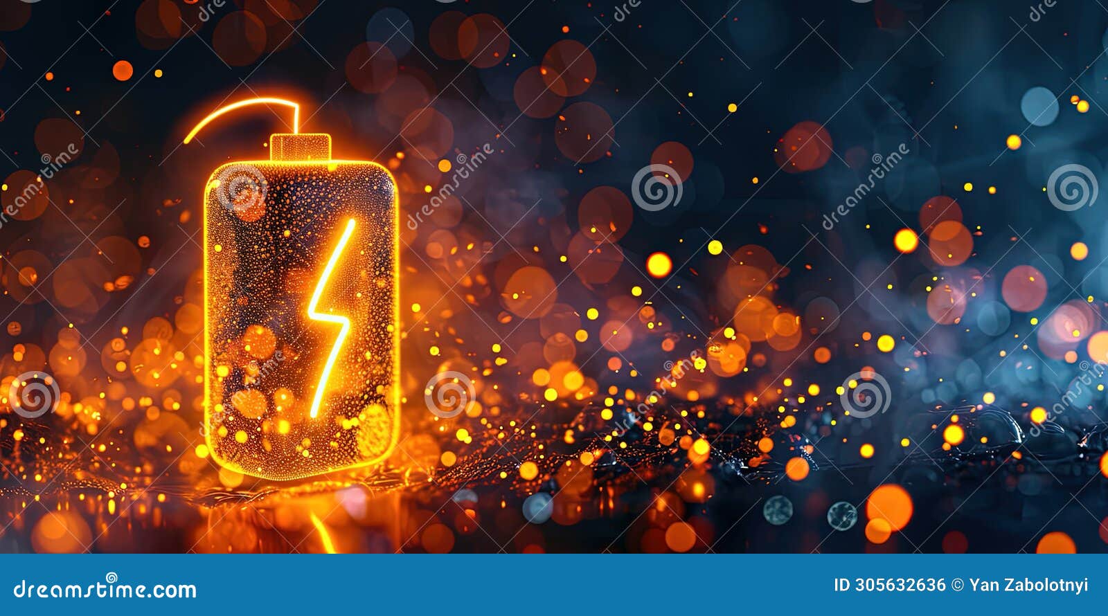 Illuminated Lithium Ion Battery With Lightning Bolt And Neon Yellow ...