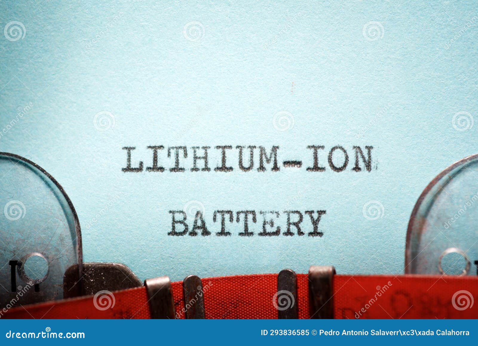 Lithium-Ion battery text stock image. Image of blue - 293836585