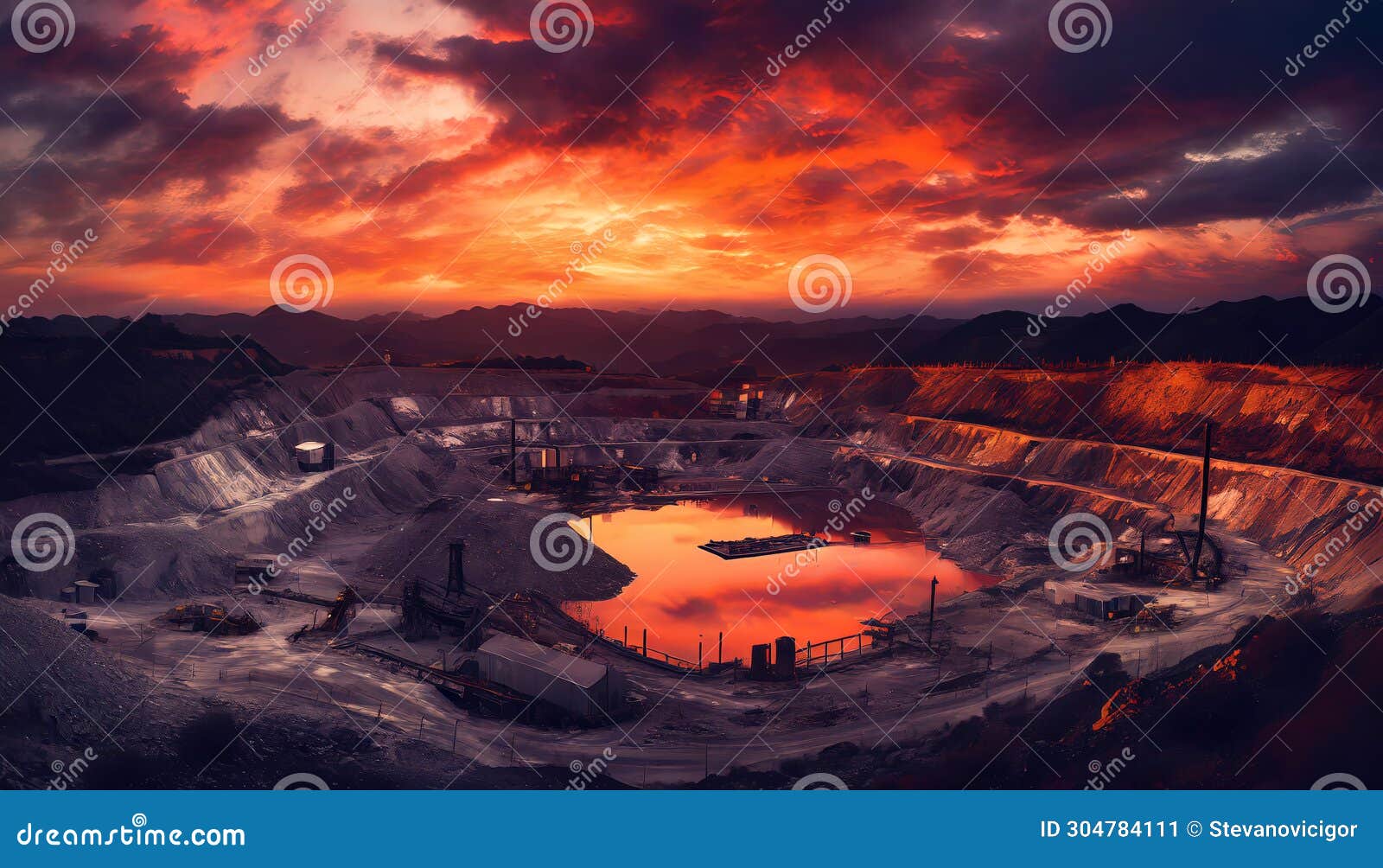 Lithium Mine Devastated Landscape, Environmental Damage Concept Stock ...