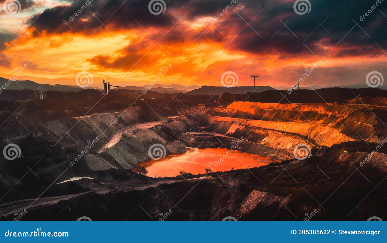 Lithium Mine Devastated Landscape, Environmental Damage Concept Stock ...