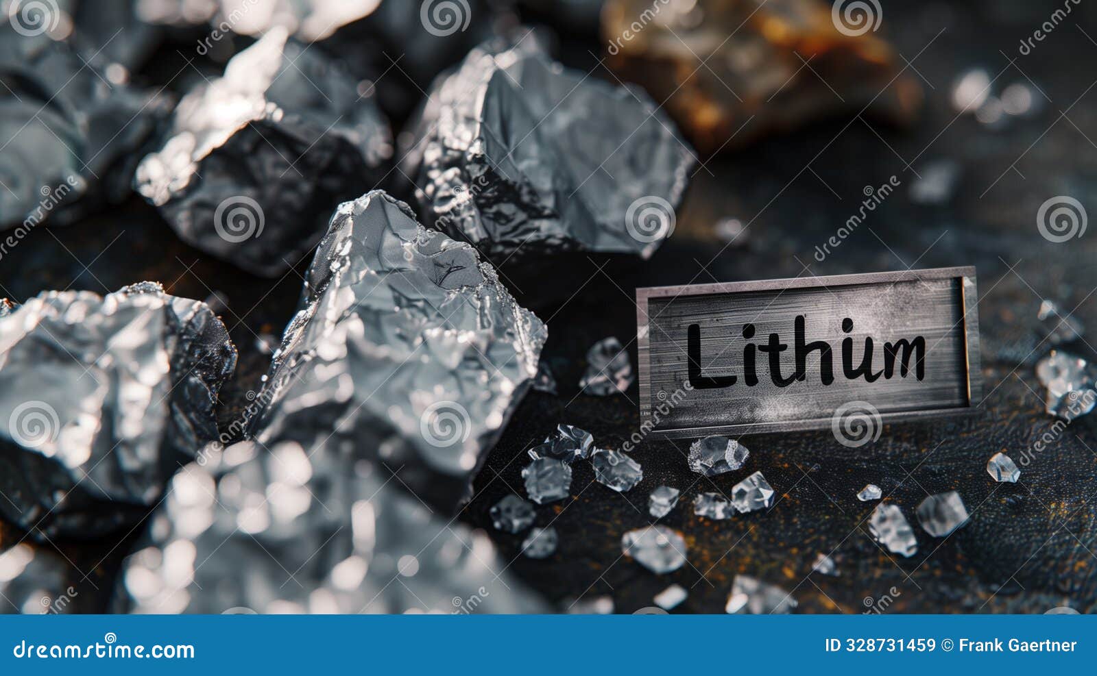 Lithium Raw Ore Samples with a Label Displaying the Element Name ...
