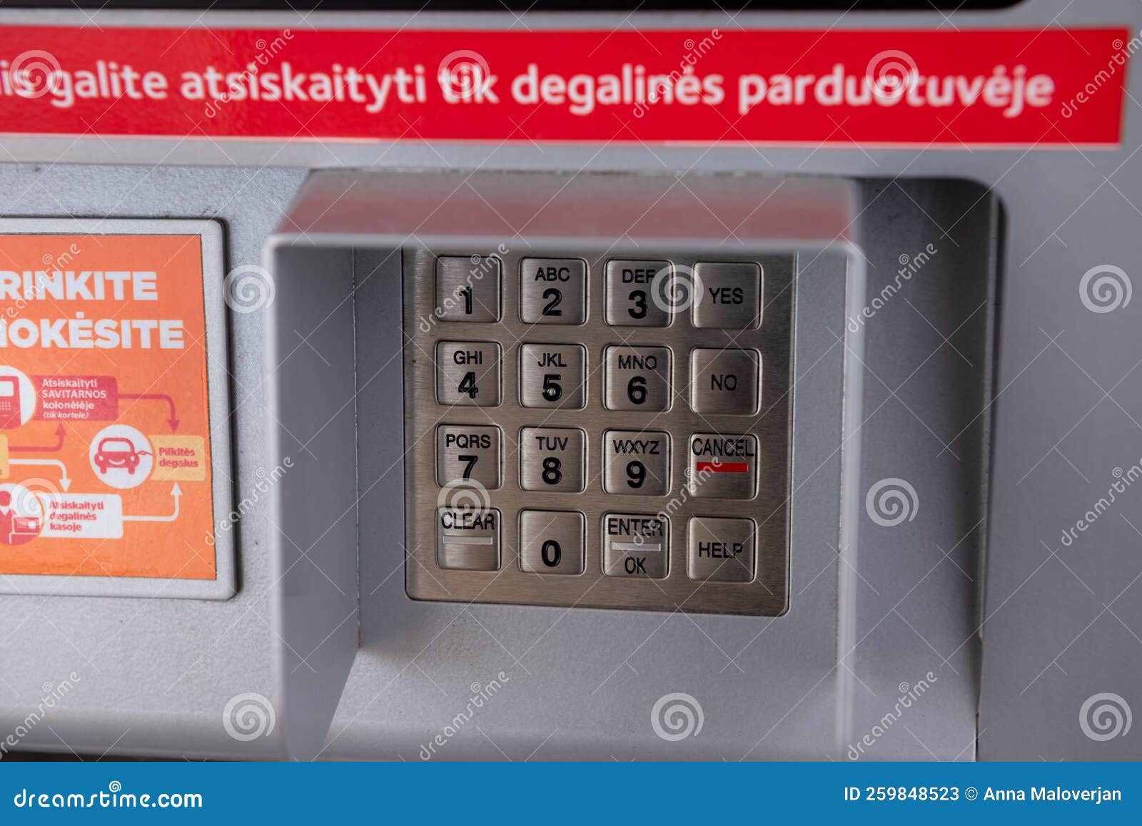 LITHUANIA - AUGUST 01, 2021: Pin Keypad on an Atm or Gas Station Stock ...
