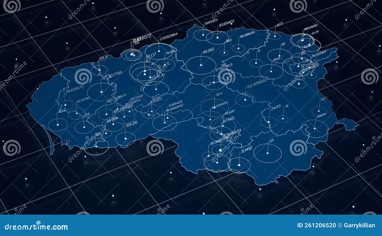 Lithuania Blue Map Big Data Visualization. Futuristic Map Infographic ...