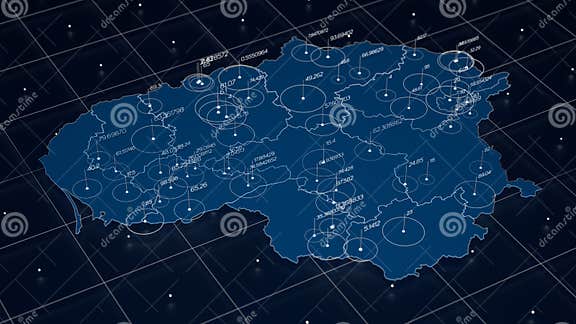 Lithuania Blue Map Big Data Visualization. Futuristic Map Infographic ...