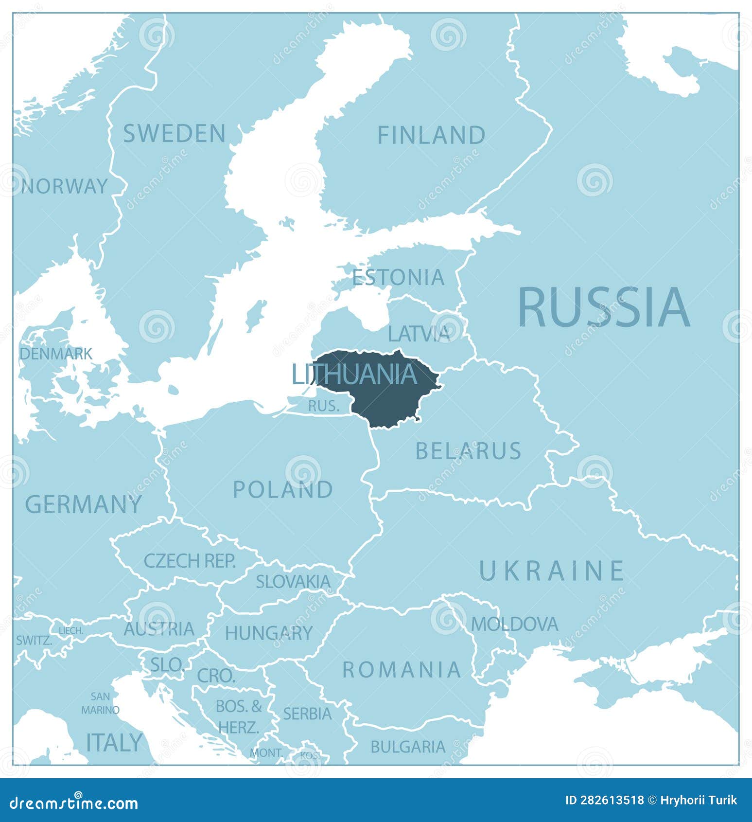 Lithuania Blue Map Big Data Visualization. Futuristic Map Infographic ...