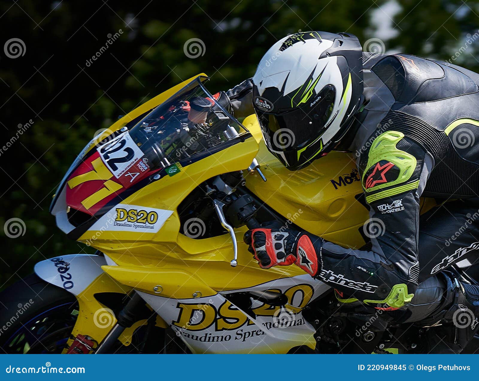 Lithuania, Kaunas 05-06-2021 Closeup Portrait of a Biker Front View ...