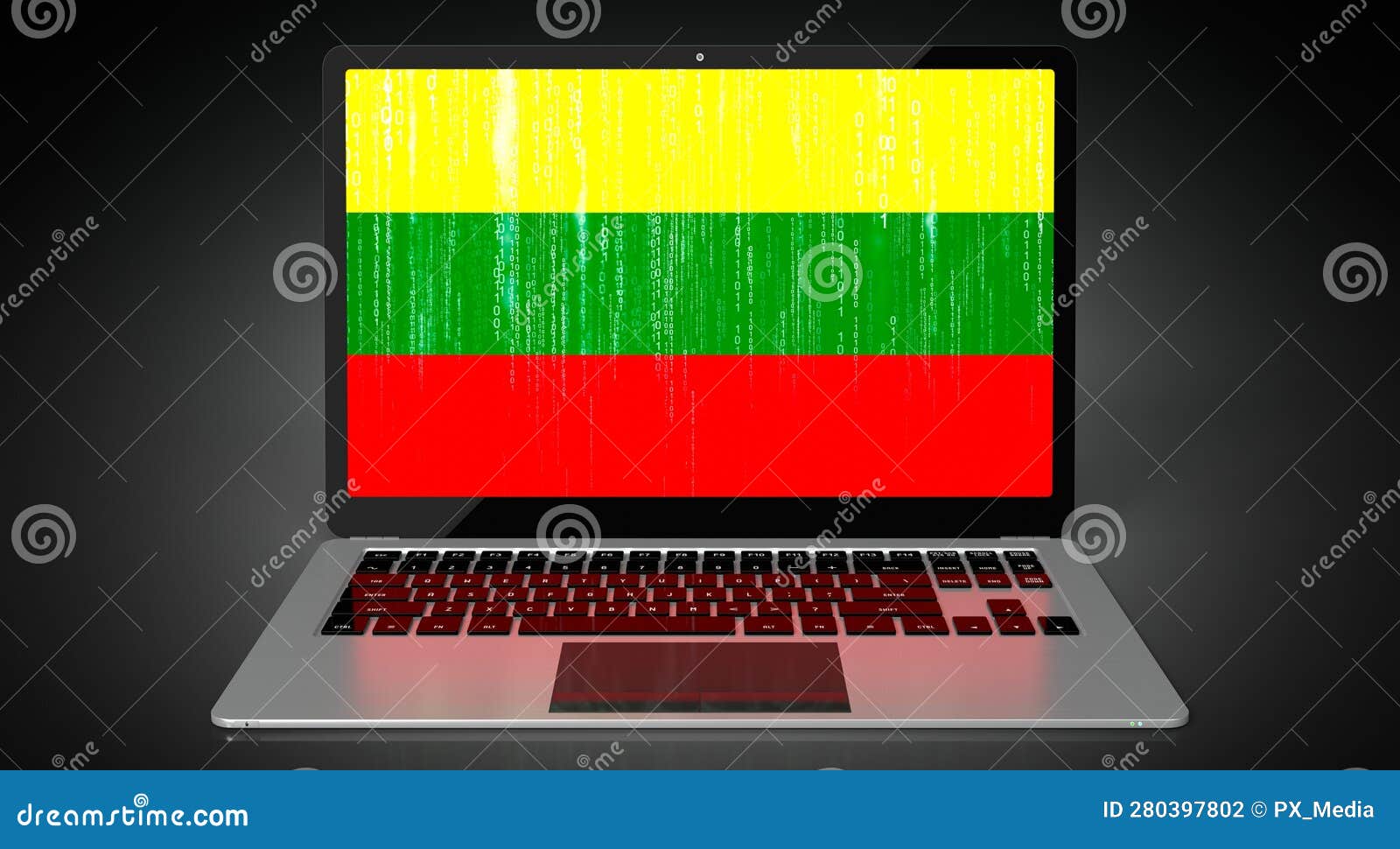 Lithuania - Country Flag and Binary Code on Laptop Screen Stock ...