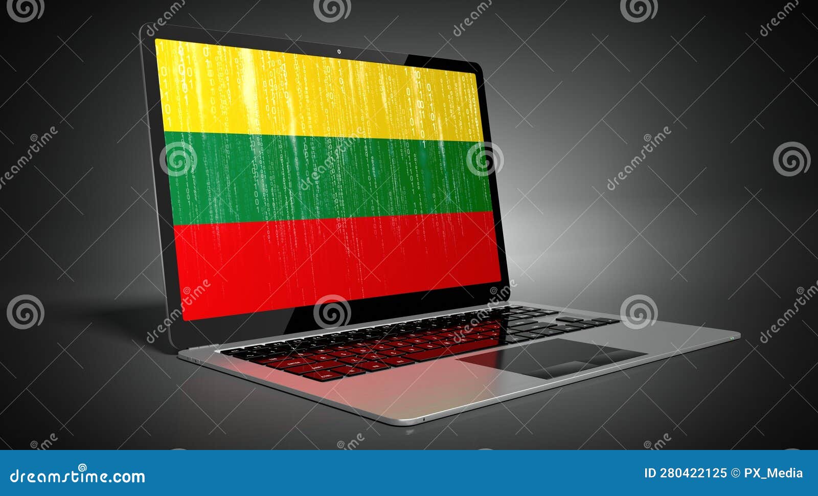 Lithuania - Country Flag and Binary Code on Laptop Screen Stock ...