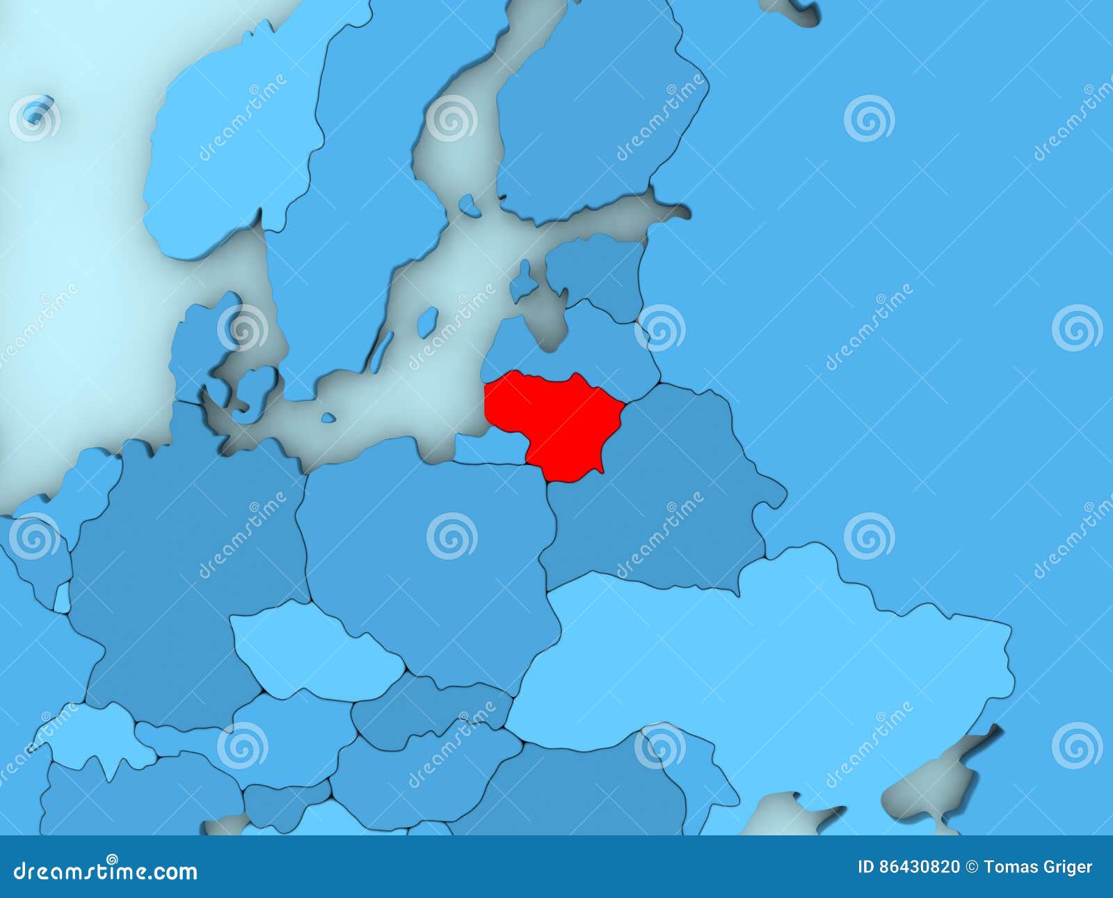 Lithuania on 3D map stock illustration. Illustration of lithuanian ...